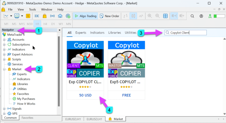 Copylot - Penyalin Forex untuk transaksi. Penyalin antar terminal